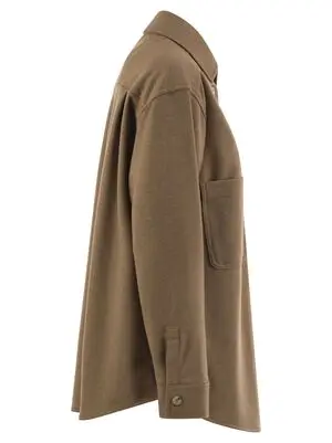 Max Mara Mxmladino Camel And Virgin Wool Overshirt - Brown
