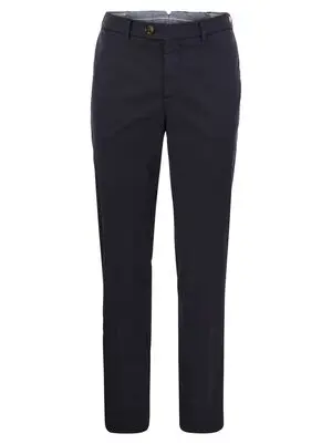 Brunello Cucinelli Italian Fit Cotton Gabardine Trousers - Blue