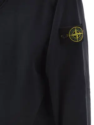 Stone Island Cotton Sweatshirt With High Neck And Half Zip - Blue