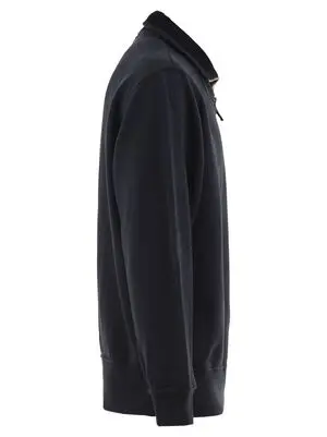 Stone Island Cotton Sweatshirt With High Neck And Half Zip - Blue