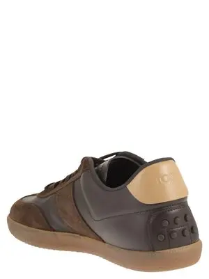 TOD'S Leather And Suede Sneakers With Rubber Sole - Brown