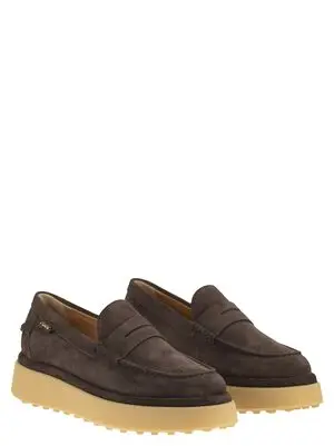 TOD'S Suede Loafers With Maxi Tpu Sole - Brown