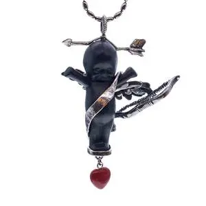 GEM KINGDOM Happy Baby Amor Necklace And Silver - Black