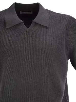 Brunello Cucinelli Cotton Rib Knit Polo Shirt