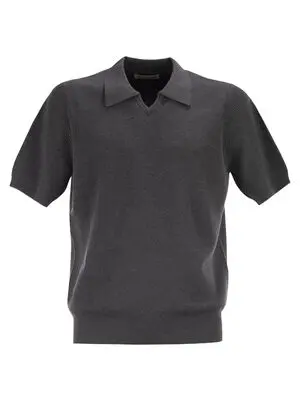 Brunello Cucinelli Cotton Rib Knit Polo Shirt - Multicolor