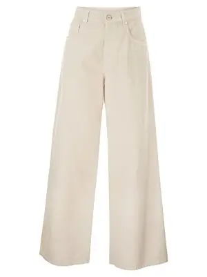 BRUNELLO CUCINELLI Brunello Cucinelli Women Relaxed Trousers In Dyed Denim With Jewellery+
