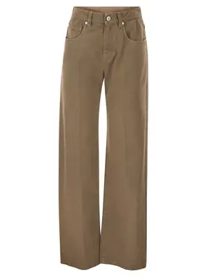 Brunello Cucinelli Contemporary Loose Trousers In Dyed Denim - Brown
