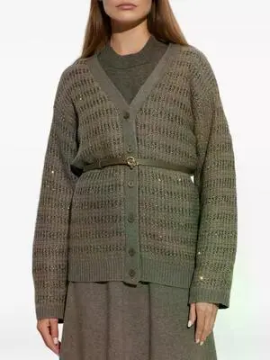 Fabiana Filippi Sequin-embellished Belted Cardigan