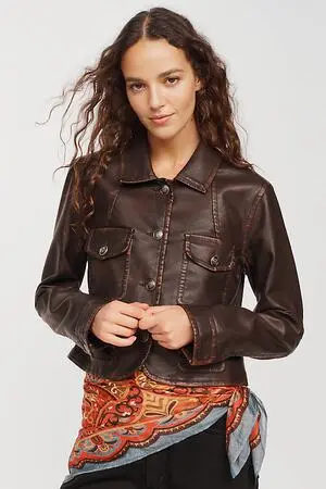 PILCRO Mare Shrunken Faux Leather Jacket