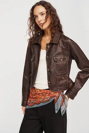 PILCRO Mare Shrunken Faux Leather Jacket