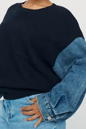 English Factory Plus Denim Twofer Sweatshirt