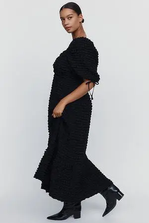English Factory Plus Puff Sleeve Midi Dress