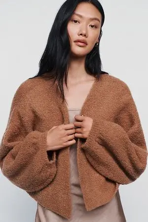 Anthropologie Wool Blend Bouclé Cardigan - Camel