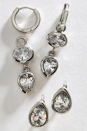 Anthropologie Bezel Huggie Hoop Earrgs - Silver