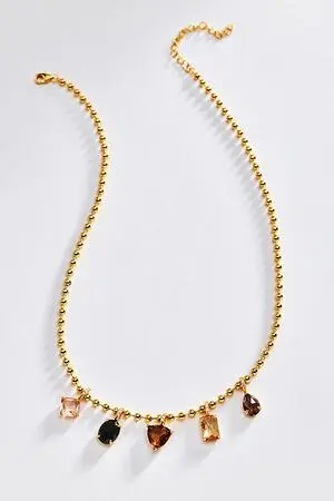 Anthropologie Mixed Stone Necklace - Neutral Pattern