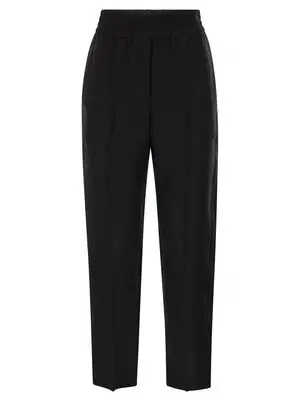 Brunello Cucinelli Baggy Pull-up Trousers In Viscose And Linen Fluid Twill - Black
