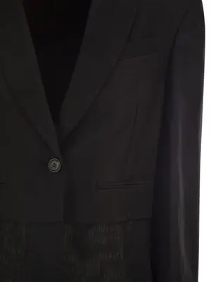 Brunello Cucinelli Single-breasted Viscose And Linen Jacket With Transparent Insert