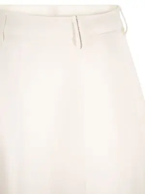 Brunello Cucinelli Sartorial Skirt In Fluid Viscose And Linen Twill With Jewellery Detail - Cream