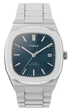 Timex® E Line Automatic Bracelet Watch - Silver/blue