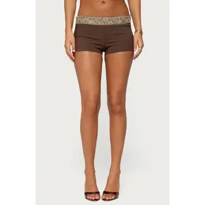 EDIKTED Jasia Sequin Waist Micro Shorts