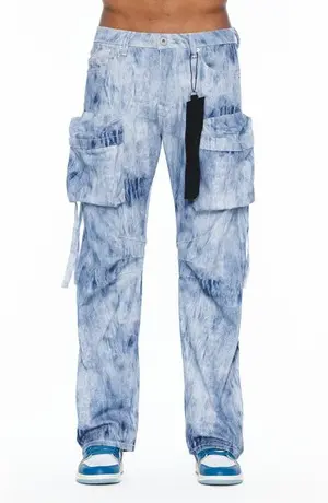 CULT OF INDIVIDUALITY Grunge Baggy Fit Cargo Jeans - Cloud