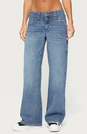 EDIKTED Faya Low Rise Baggy Wide Leg Jeans