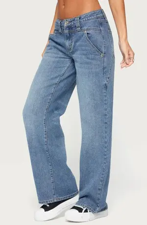 EDIKTED Faya Low Rise Baggy Wide Leg Jeans