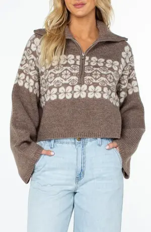 Roxy Cedar Grove Quarter Zip Sweater - Chestnut