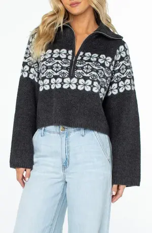 Roxy Cedar Grove Quarter Zip Sweater - Phantom