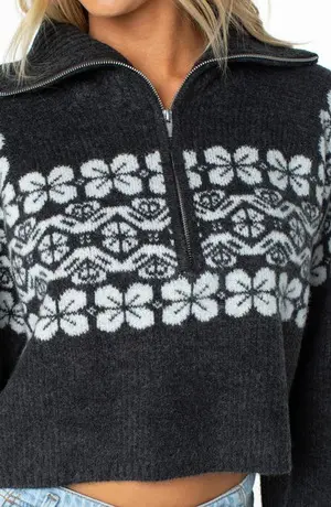 Roxy Cedar Grove Quarter Zip Sweater - Phantom