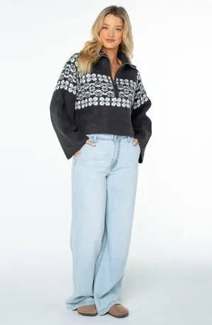 Roxy Cedar Grove Quarter Zip Sweater - Phantom