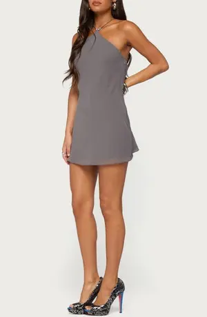 EDIKTED Teeva Chiffon Halter Minidress