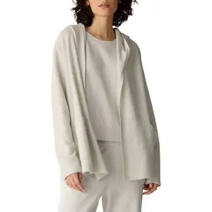 Eileen Fisher Hooded Wool Cardigan - Plaster