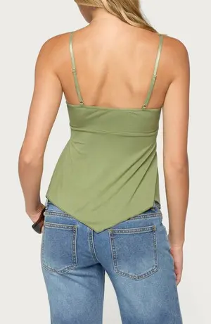 EDIKTED Rania Sequin Butterfly Handkerchief Hem Tank