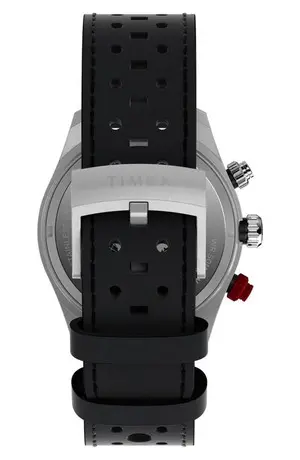 Timex® Waterbury Heritage Chronograph Leather Strap Watch - Black