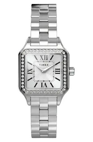 Timex® Addison Crystal Bezel Bracelet Watch - Silver
