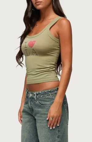 EDIKTED I Heart La Rhinestone Tank Top
