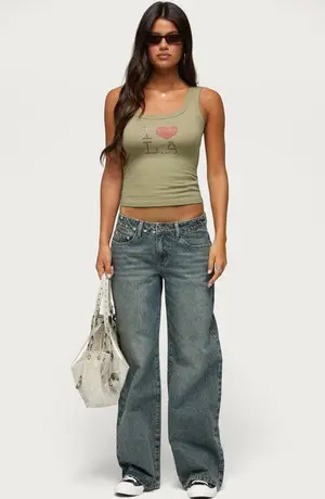 EDIKTED I Heart La Rhinestone Tank Top
