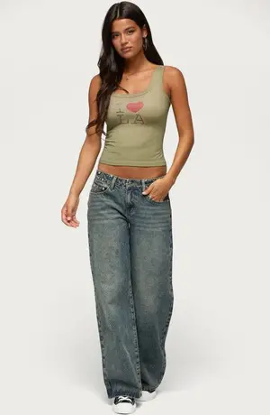EDIKTED I Heart La Rhinestone Tank Top