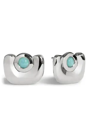 Monica Vinader Amaia Sterling Silver Amazonite Stud Earrings - Sterling Silver/amazonite