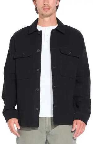 CIVIL SOCIETY Durbin Cotton & Linen Seersucker Button-up Shirt - Black