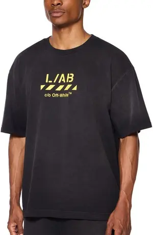 L/AB C/O OFF-WHITE Diag Garment Wash Graphic T-shirt - Black