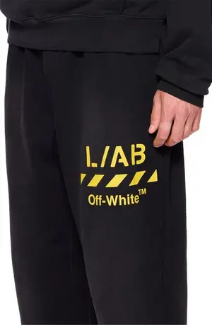 L/AB C/O OFF-WHITE Diag Garment Cotton Washed Joggers - Black
