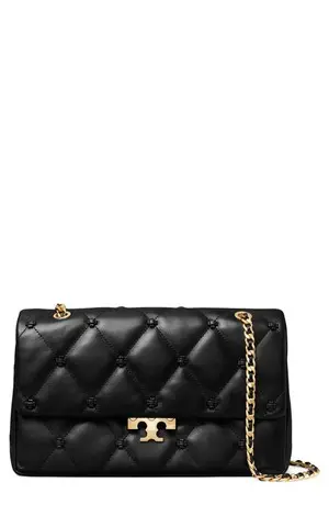 Tory Burch Bunny Knot Leather Shoulder Bag - Black