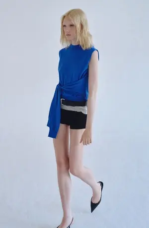 Mango Cotton Knit Knot Detail Vest - Blue