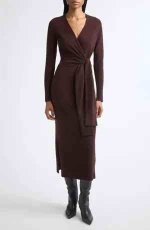 Veronica Beard Salomez Merino Wool & Cashmere Knit Dress - Espresso