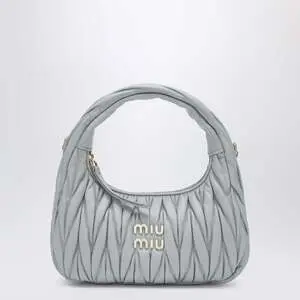 Miu Miu Miu Miu Small Perla Miu Wander Bag In Matelasse Leather Women Gray