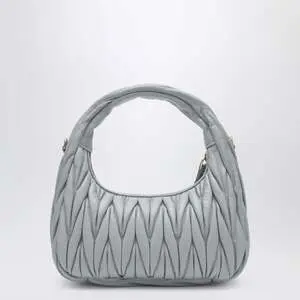 Miu Miu Small Perla Miu Wander Bag In Matelasse Leather - Gray