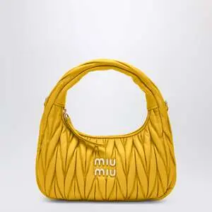 Miu Miu Miu Miu Small Yellow Miu Wander Bag In Matelasse Leather Women Yellow