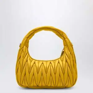 Miu Miu Small Miu Wander Bag In Matelasse Leather - Yellow